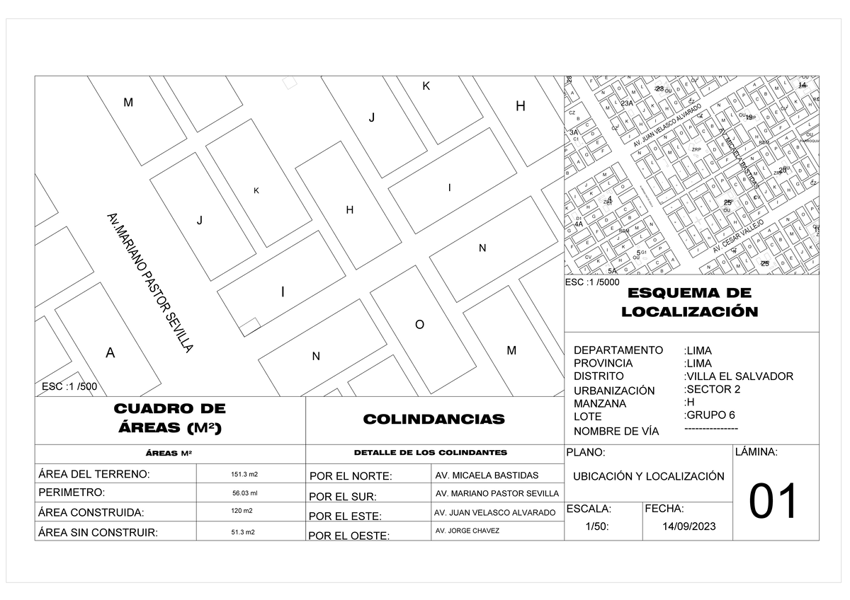 Plano UbicacióN 1.1 - asd - CUADRO DE ÁREAS (M²) COLINDANCIAS ÁREAS M² ...