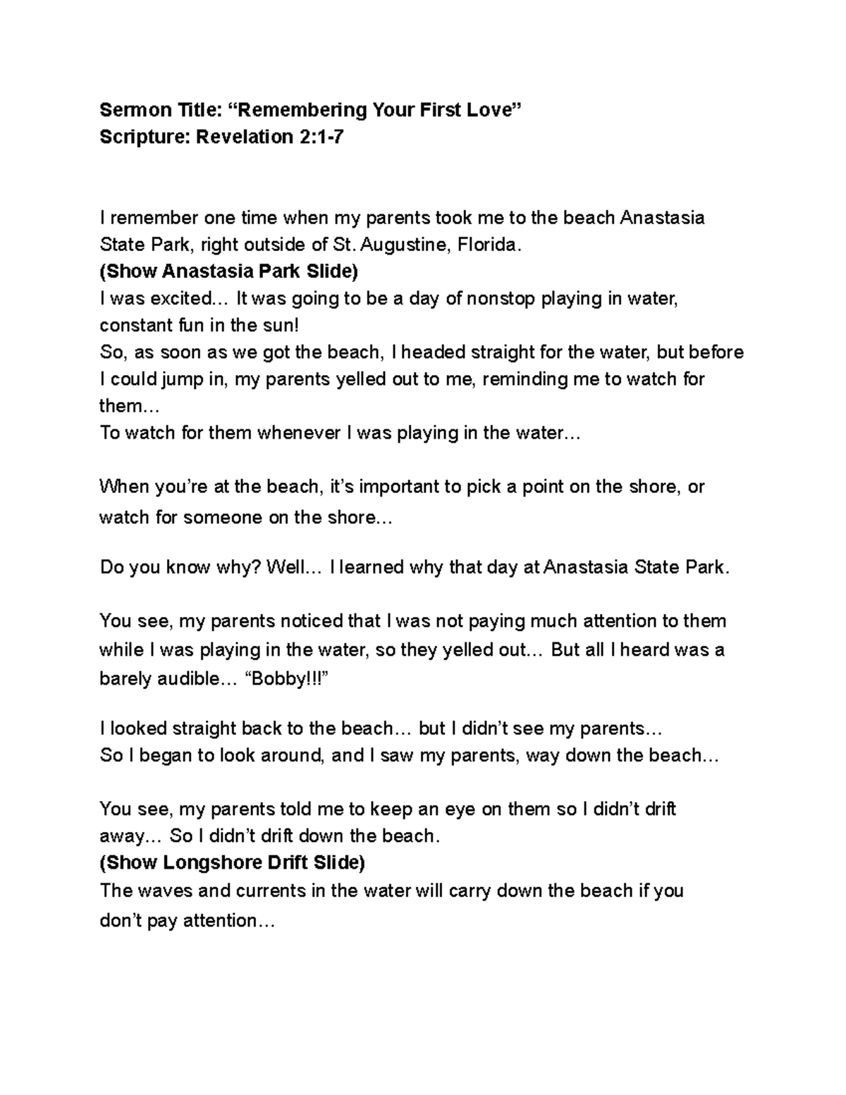 First Love Sermon UMC - N/A - Sermon Title: “Remembering Your First ...