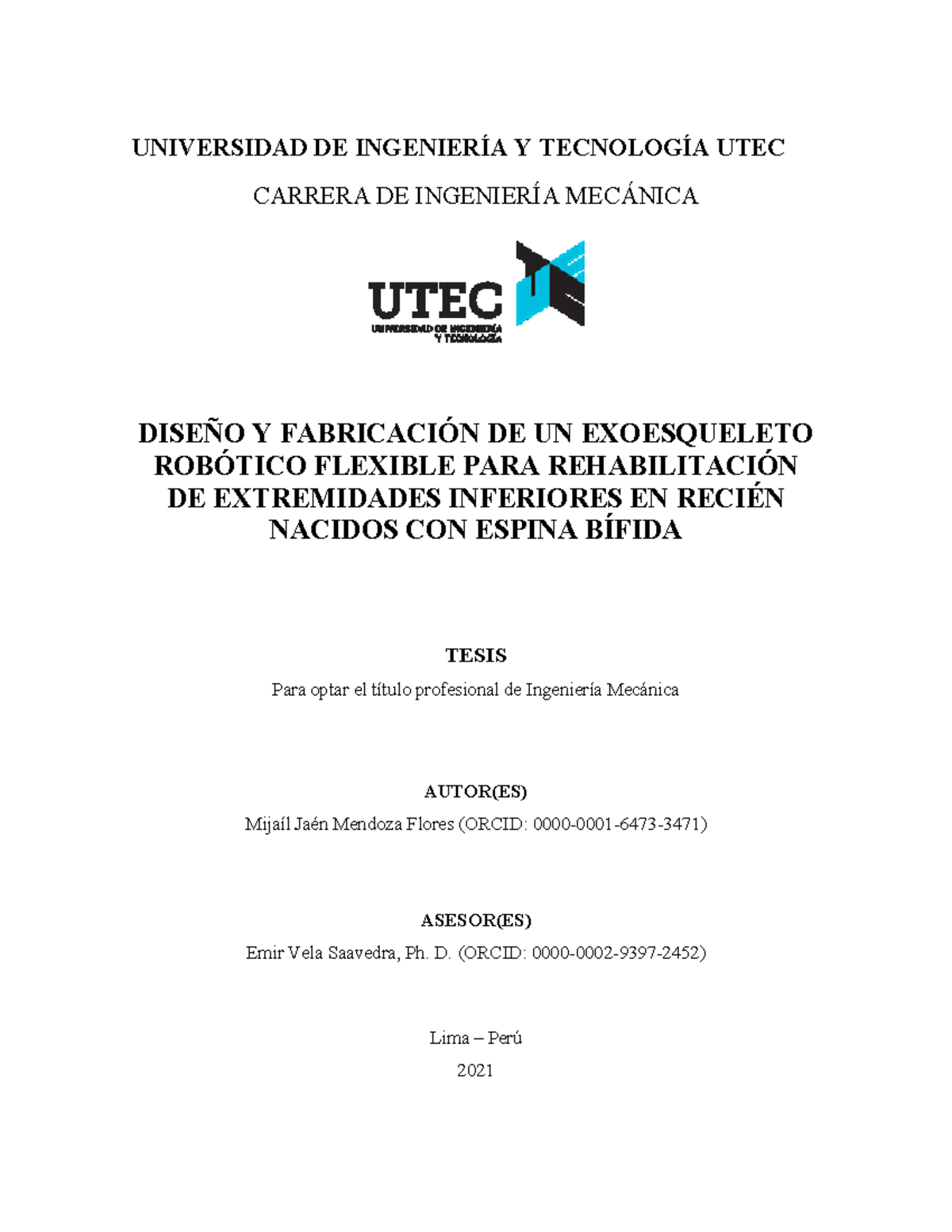 Mendoza Flores Tesis - UNIVERSIDAD DE INGENIERÍA Y TECNOLOGÍA UTEC ...