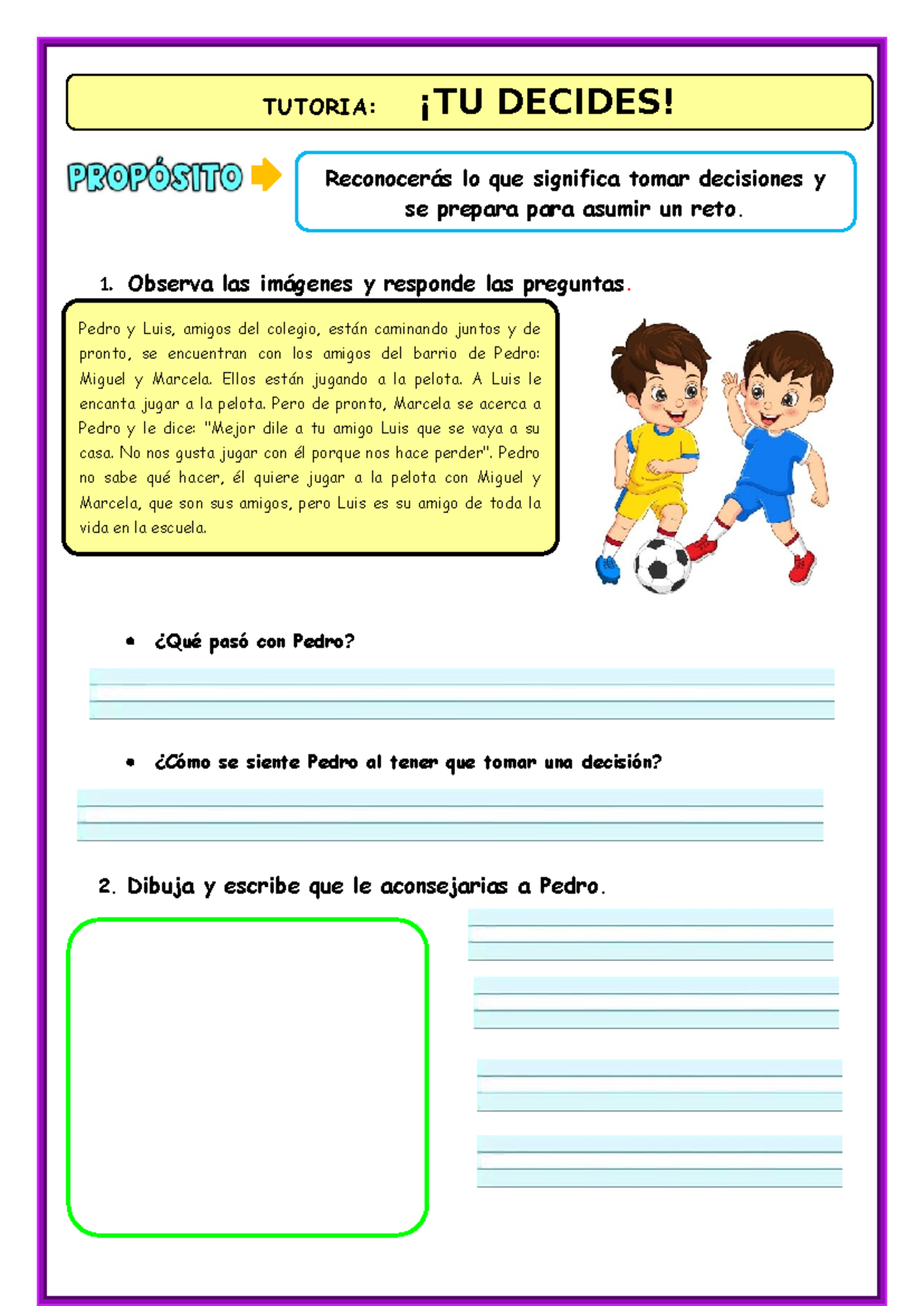 Ficha viernes 11-10-24 Tutoría TU Decides - 1. Observa las imágenes y ...