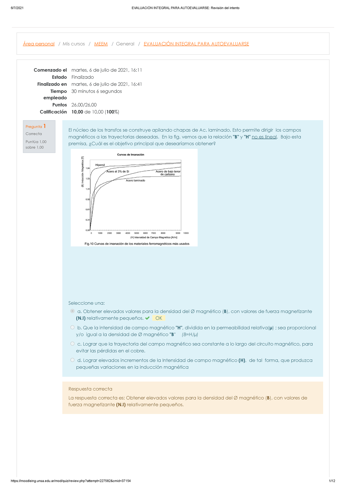 Evaluación Integral PARA Autoevaluarse Revisión del intento - Área ...