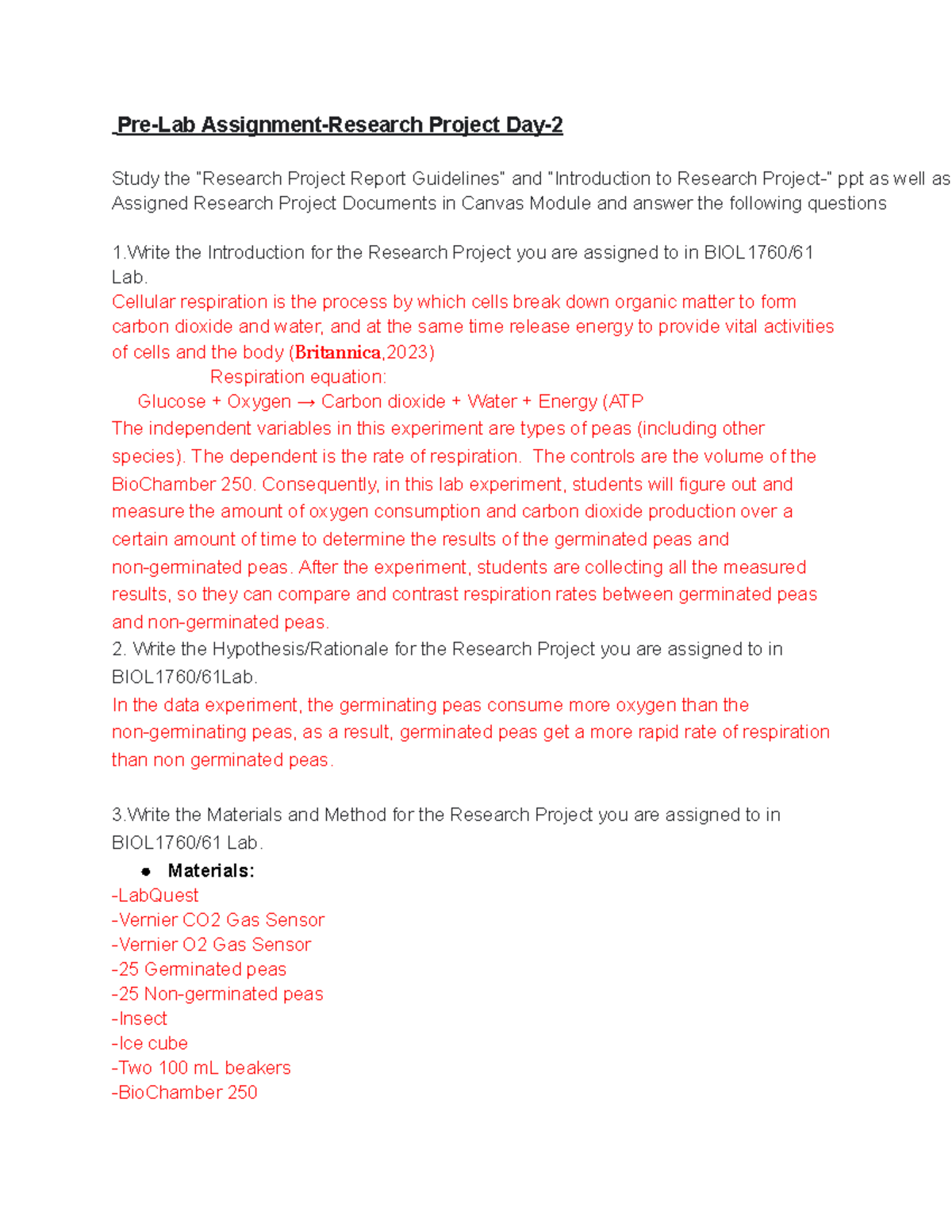 Biol 1760 Pre lab #6 - Pre lab 6 BIOL 1760 - Pre-Lab Assignment ...