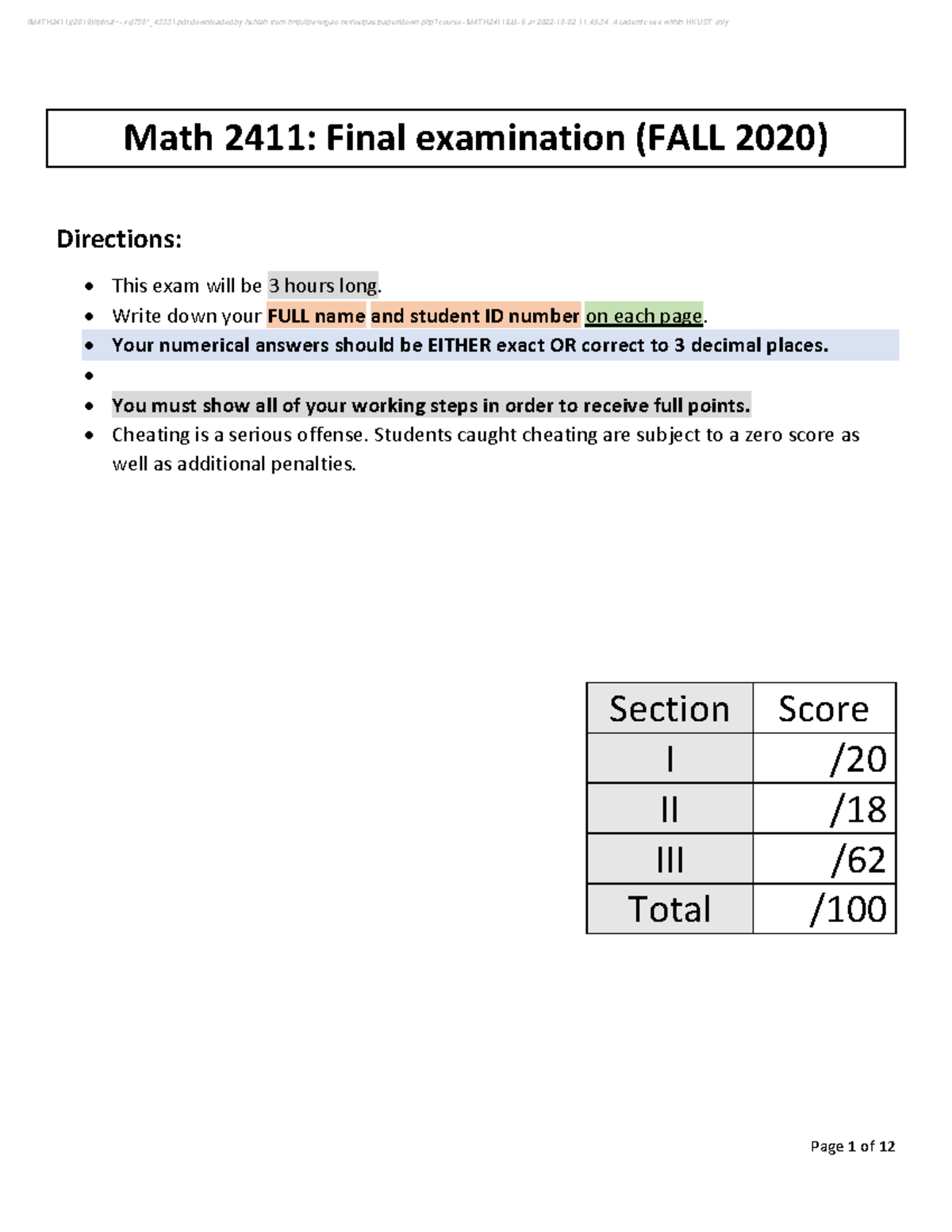 (MATH2411)[2019 ](f)final =vcj730^ 43331 - Math 2411: Final examination ...