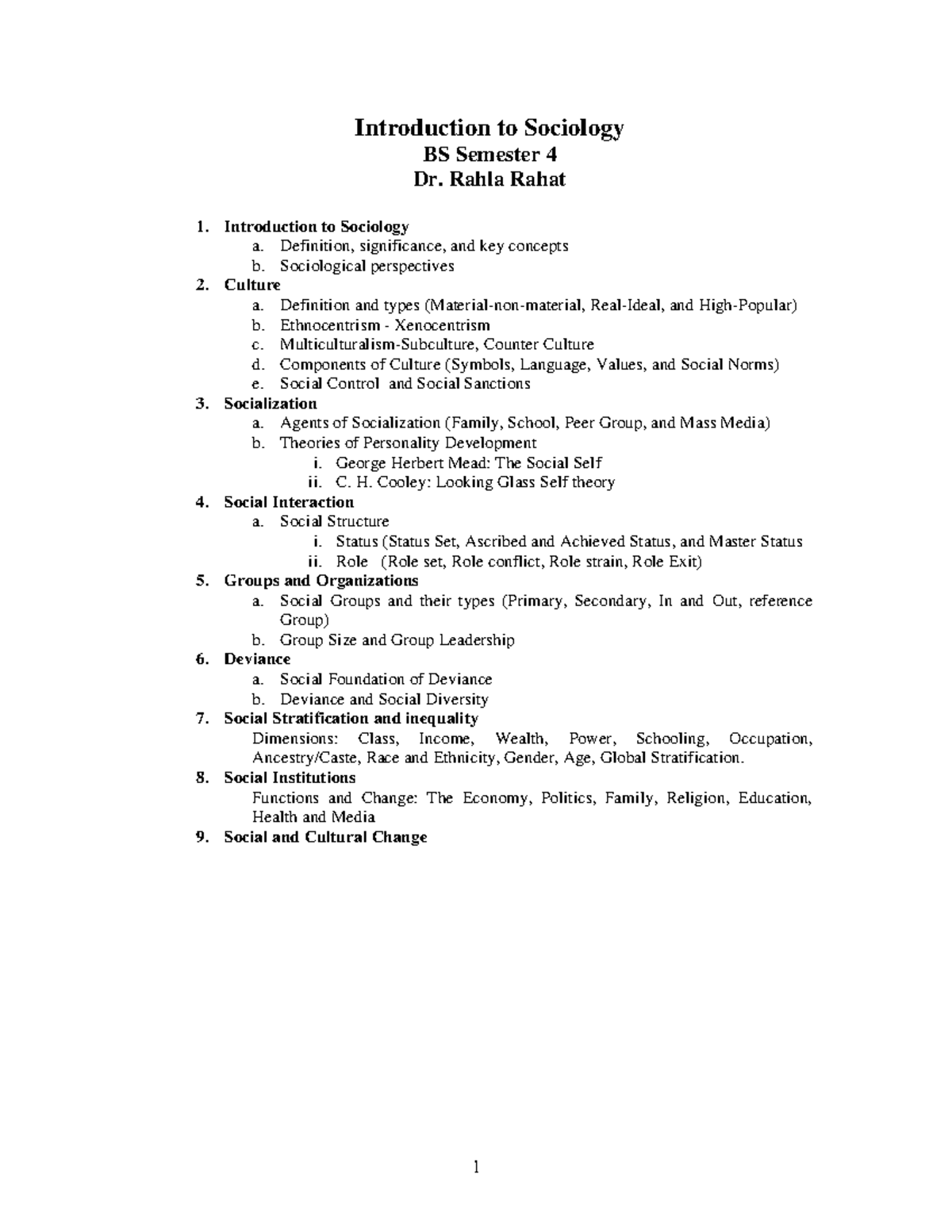 Intro Sociology for Economics -course outline 2024 - 1 Introduction to ...