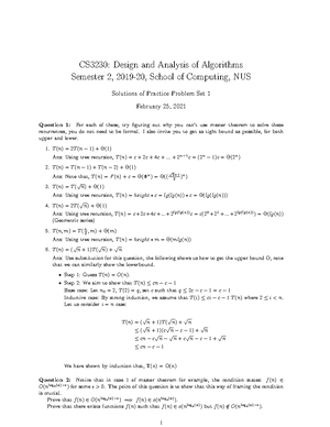 Unknown 2 - Nil - CS3230 Design and Analysis of Algorithms August 22, 2020 Problem Set 2 ...