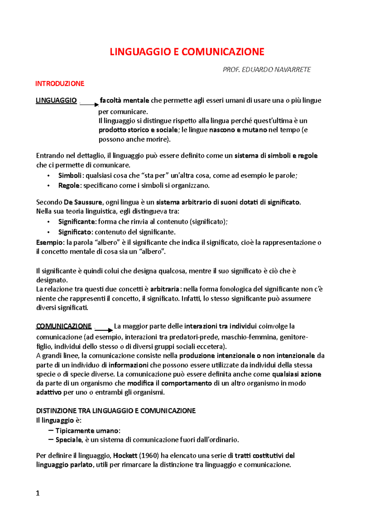 Linguaggio E Comunicazione - LINGUAGGIO E COMUNICAZIONE PROF. EDUARDO NAVARRETE INTRODUZIONE ...