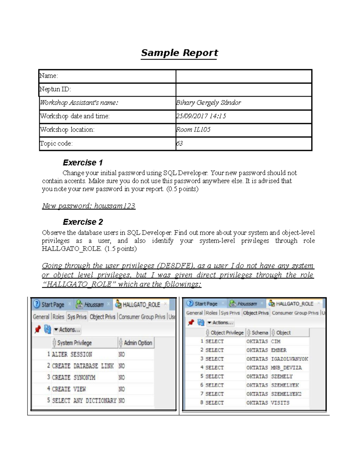 Databases-Report-1 - lab for english students - Sample Report Name ...