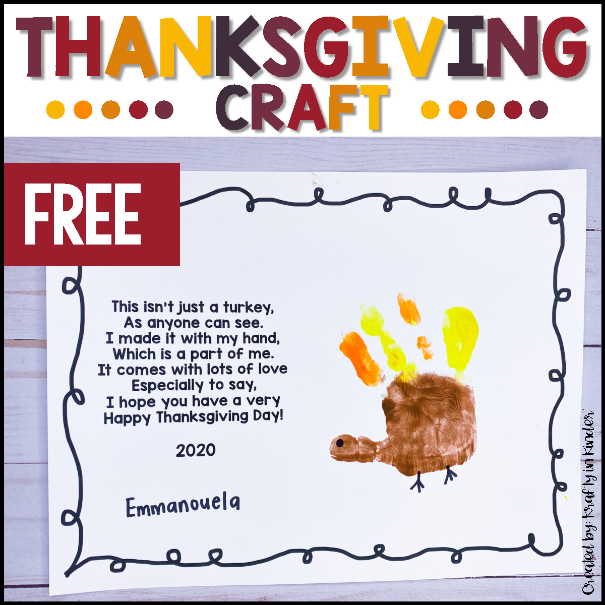 Thanksgiving Craft Handprint Turkey Poem-1 - Crea ted by: Krafty in ...