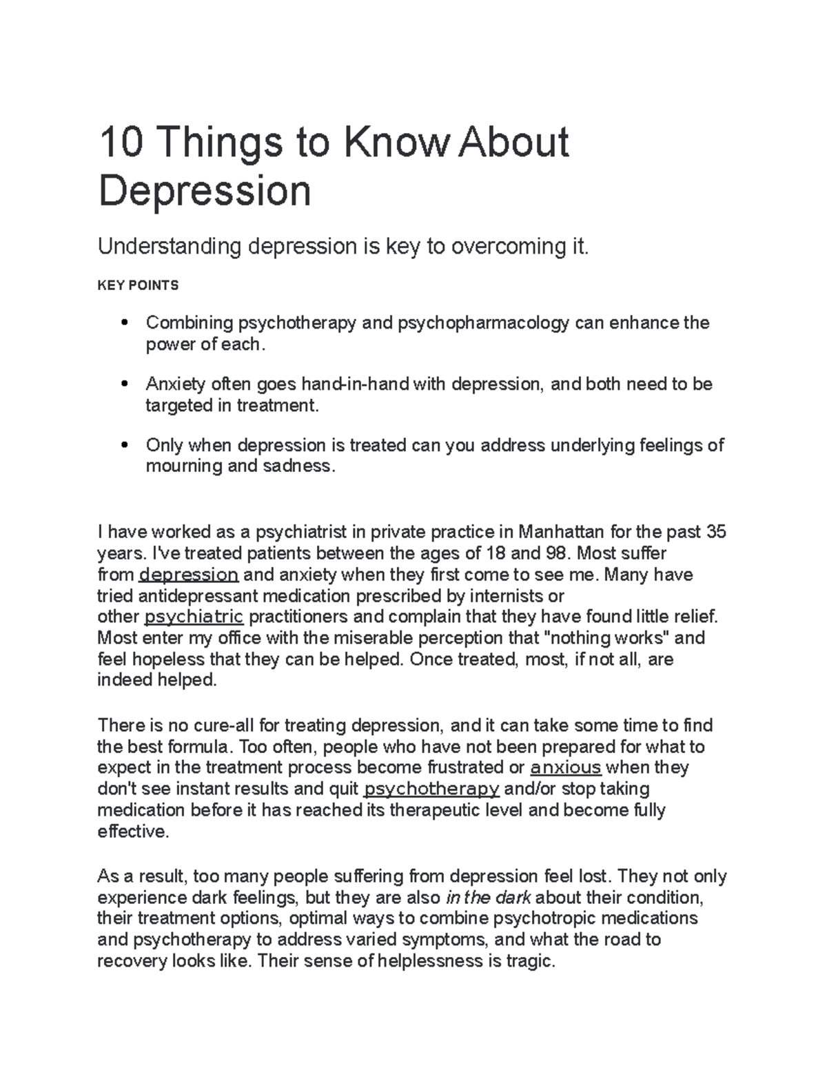 10 Things to Know About Depression - 10 Things to Know About Depression ...
