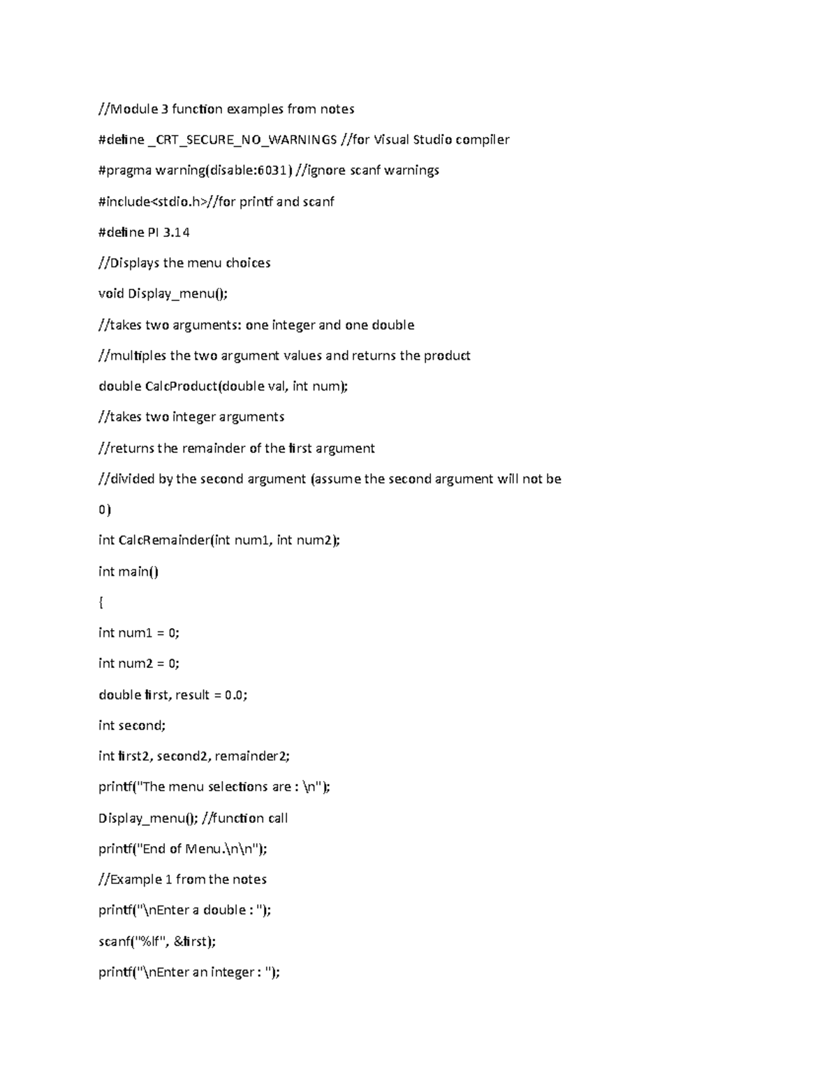 Cop 2220 Functions Practice Code Module 3 Function Examples From 5910