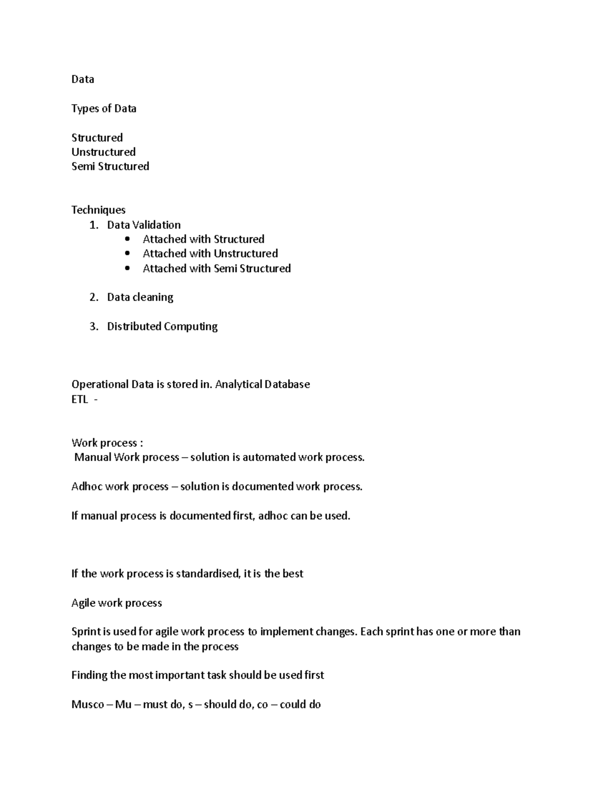 Cmpt Cmpt Data Types Of Data Structured Unstructured Semi Structured Techniques 1 Data