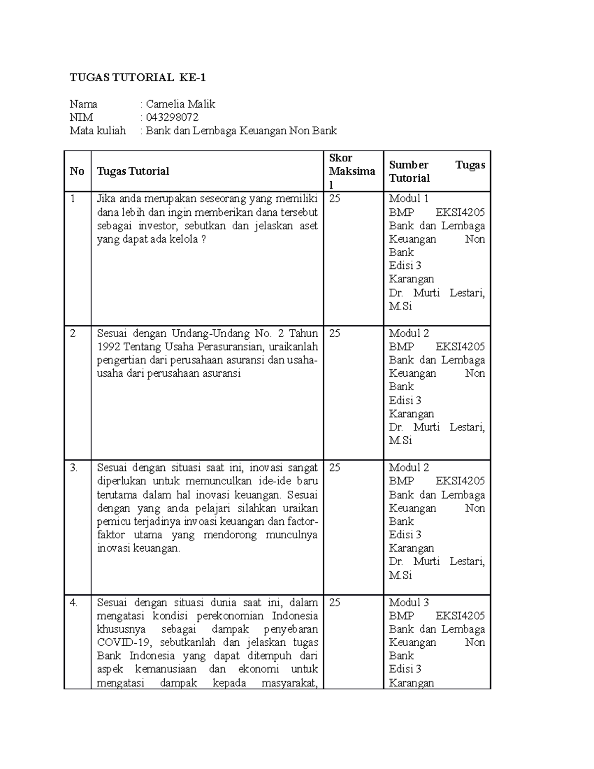 TT1 Camelia Malik BANK DAN Lembaga Keuangan NON BANK - TUGAS TUTORIAL ...