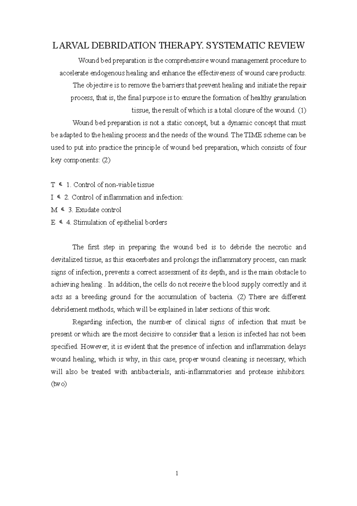Larval Debridation Therapy. Systematic Review - 1 LARVAL DEBRIDATION ...