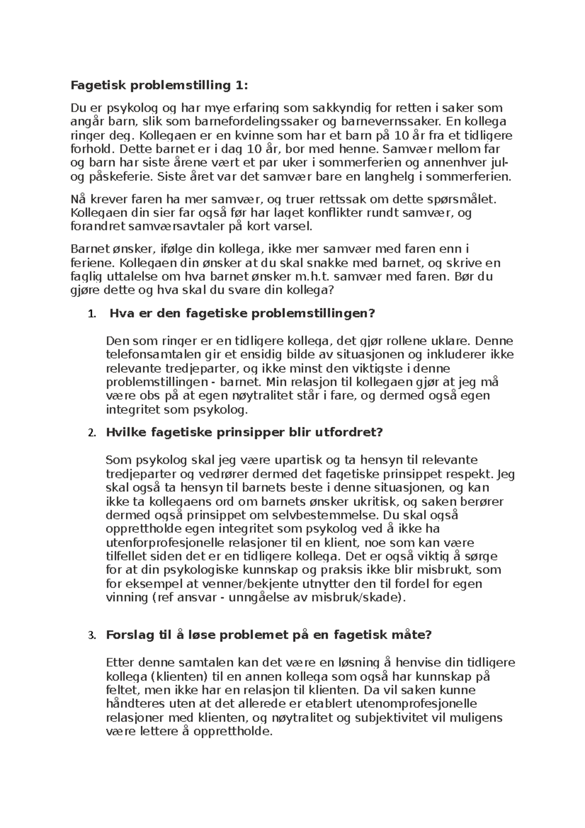 Kompenserende oppgave for Fagetikk for psykologer - Fagetisk ...