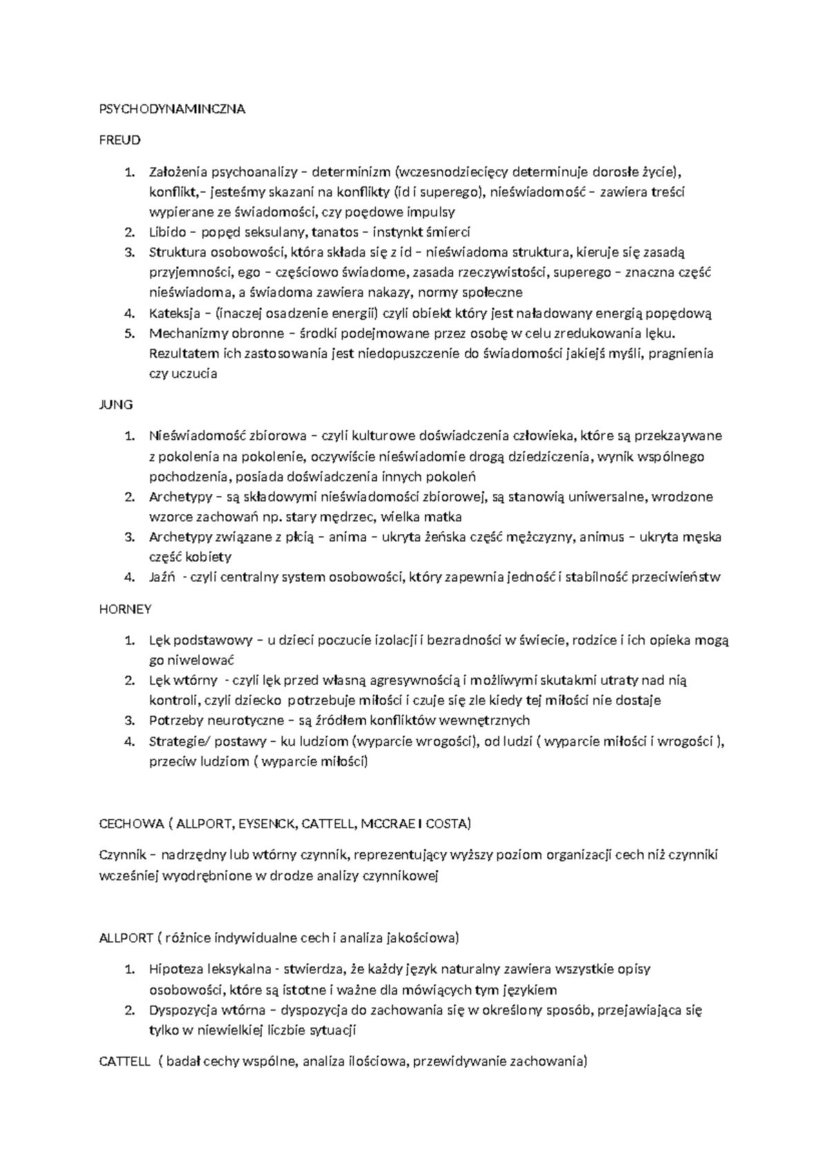 Ocena teorii osobowości pod względem użyteczności - PSYCHODYNAMINCZNA ...