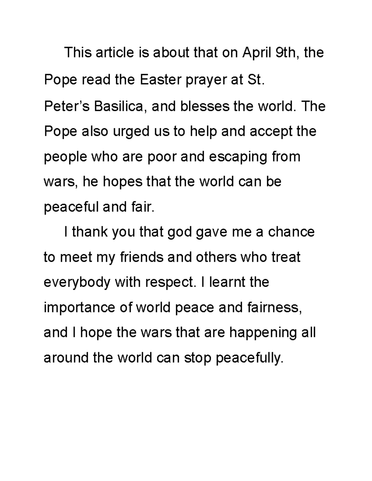 32 - 1234556 - This article is about that on April 9th, the Pope read ...