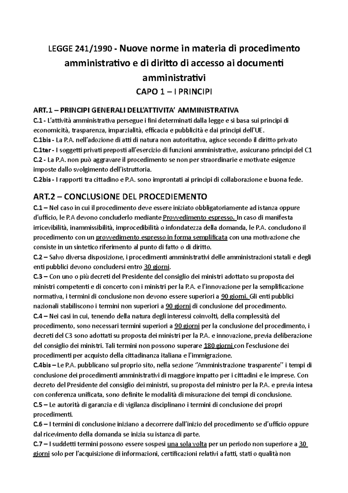 Amministrativo L 241 Del 1990 LEGGE 241 1990 Nuove Norme In Materia