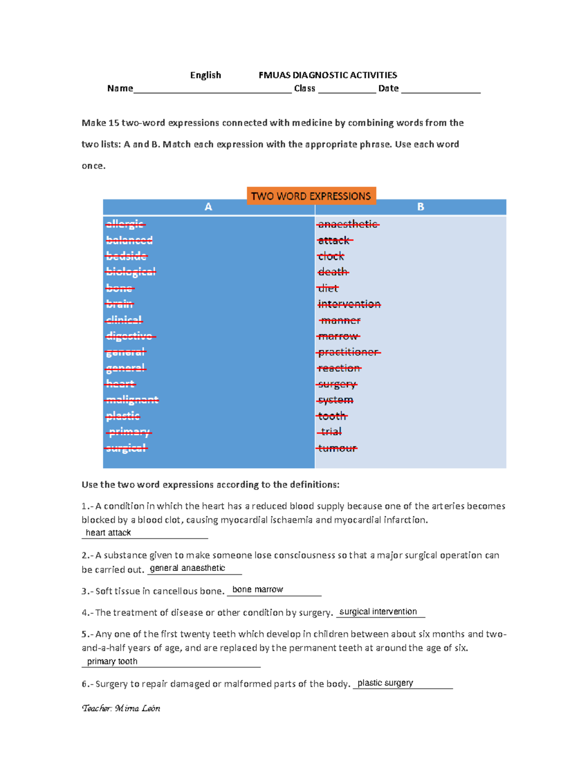 Diagnostic activity - Excersices to see where are you at on your ...