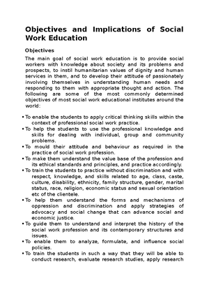 Objectives and scope of social work - Objectives of social work In ...