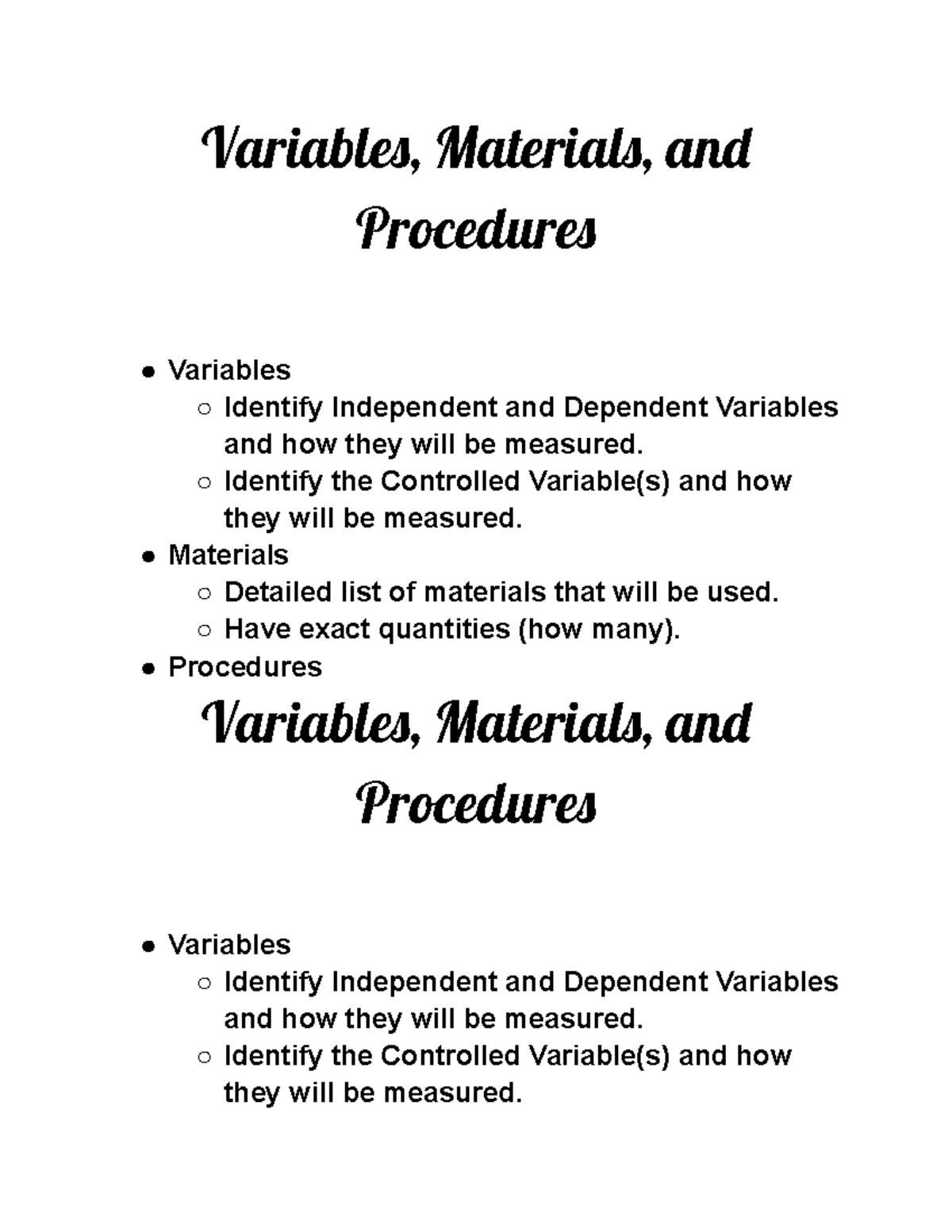 Untitled document - Answer key to the study guide - Variable, Material ...