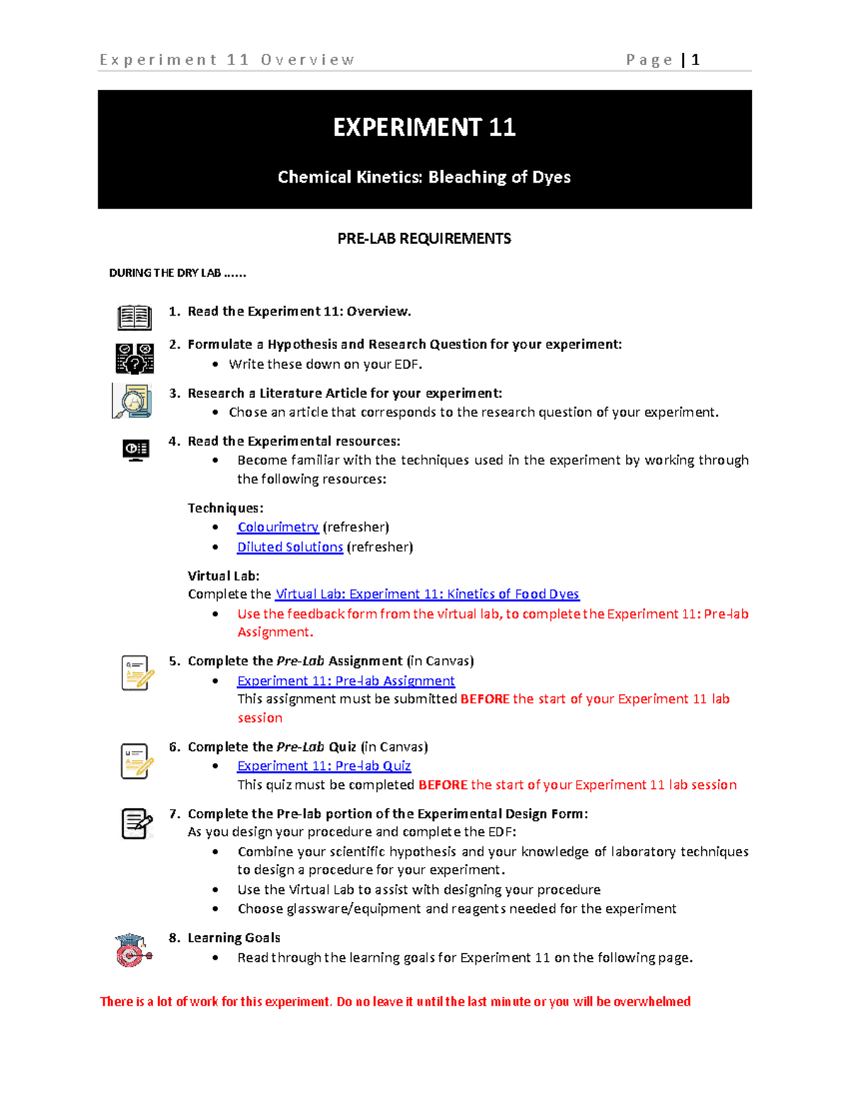 Experiment 11 Overview - Chemical Kinetics - EXPERIMENT 11 Chemical ...