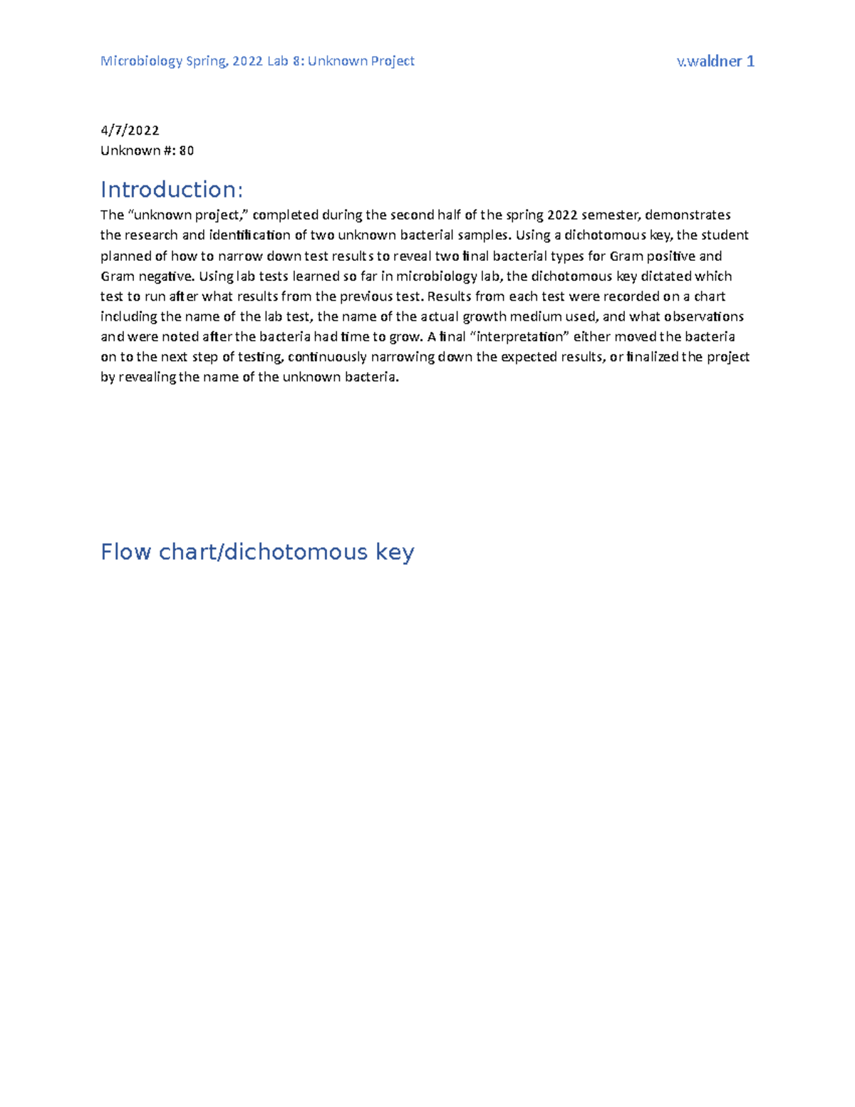 Unknown project 5 - Microbiology Spring, 2022 Lab 8: Unknown Project v ...