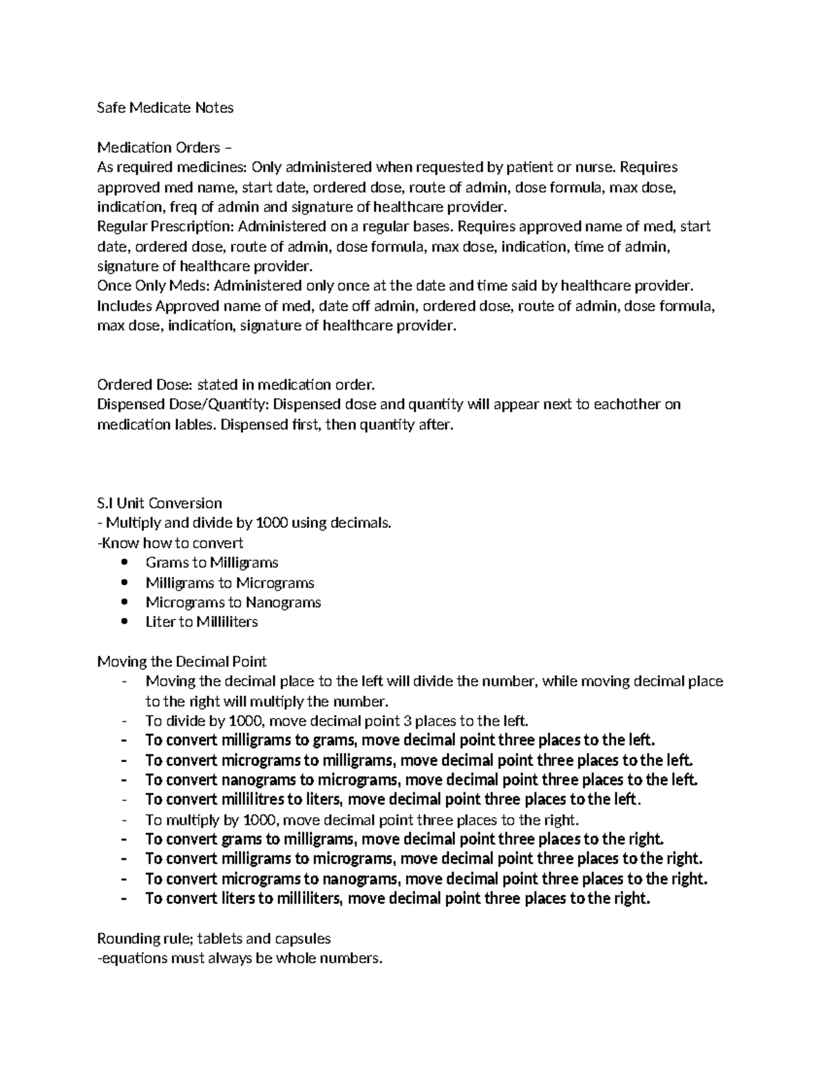 Safe Medicate Notes - Safe Medicate Notes Medication Orders – As ...