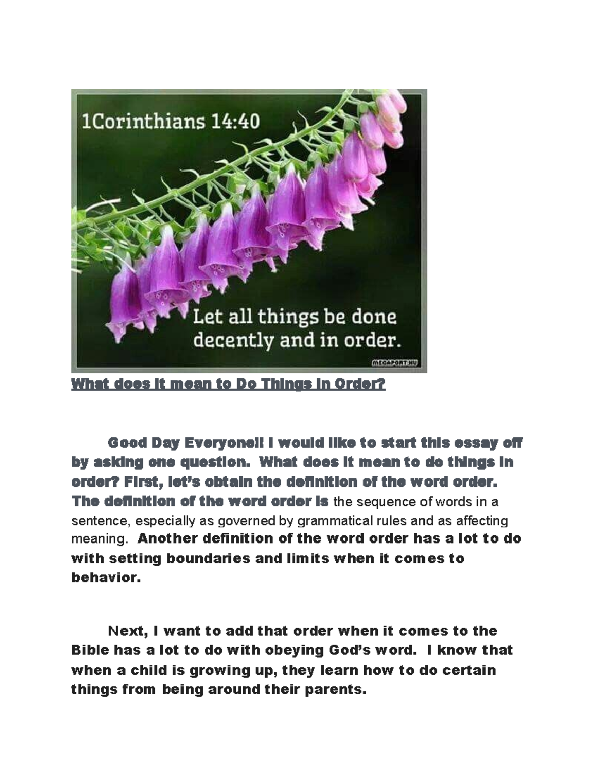 What does it mean to Do Things in Order - What does it mean to do ...