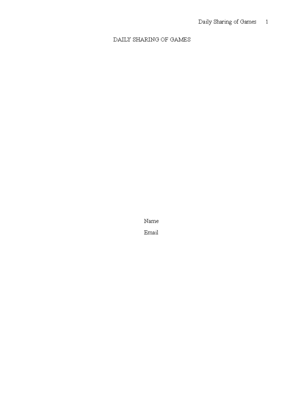 Project report - introduction to research - DAILY SHARING OF GAMES Name ...