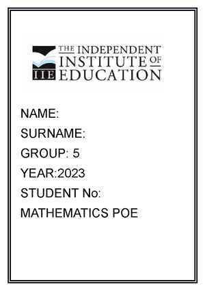 TIMA POE - Portfolio of evidence - ACTIVITY 1 1 Teacher’s personal ...