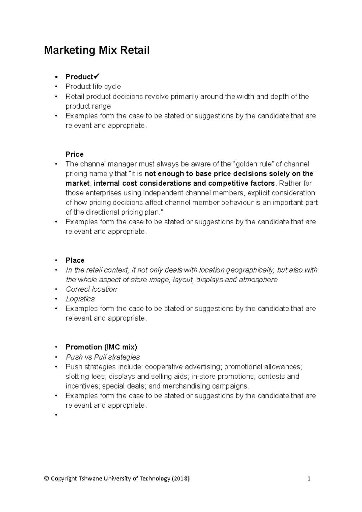 4 Cheat Sheet Marketing Mix Retail - Marketing Mix Retail Product ...