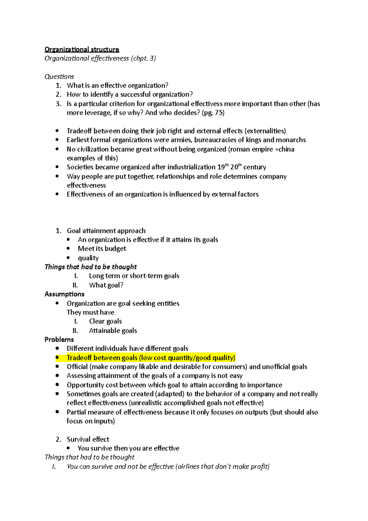 Organizational structure - 3) Questions 1. What is an effective ...
