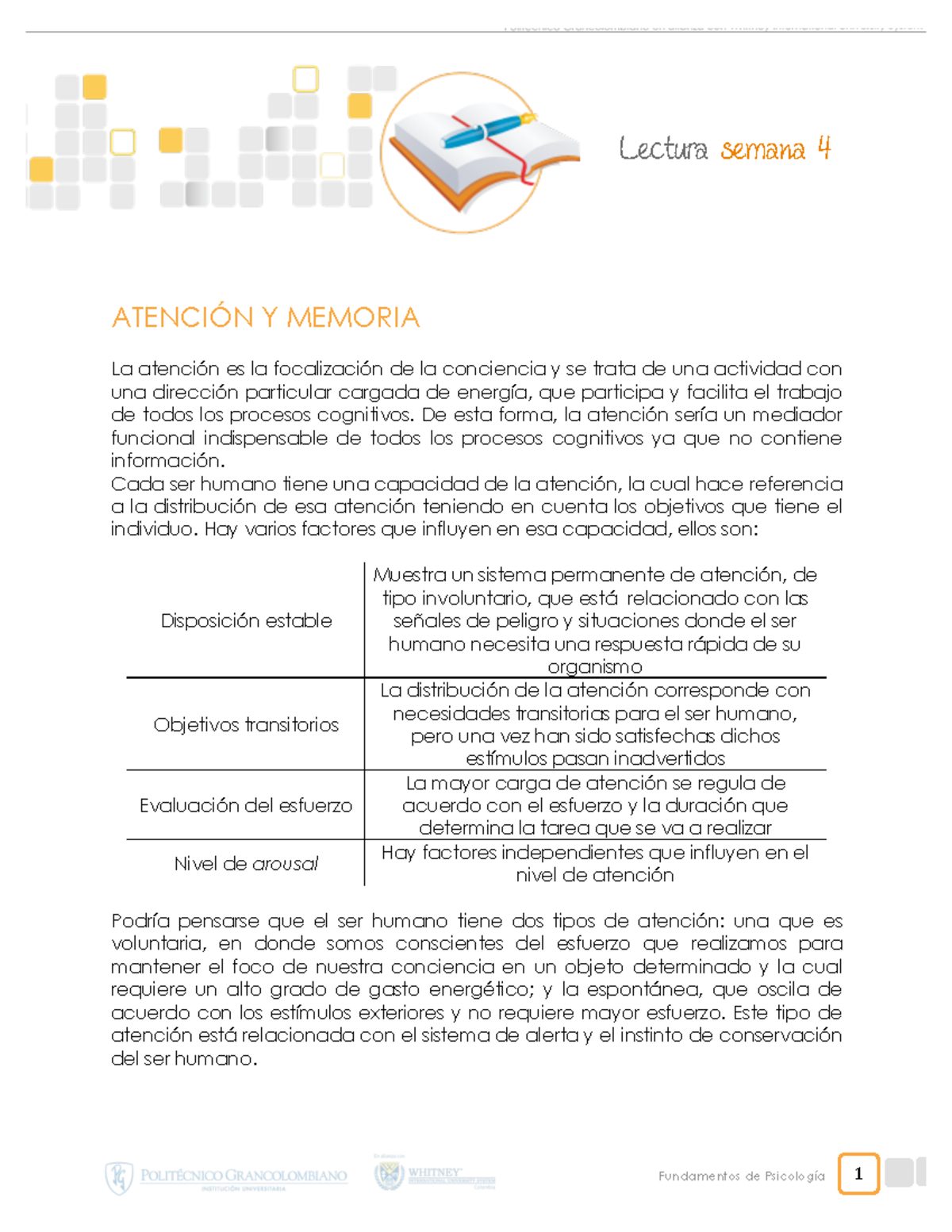 Cartilla 4 - ) 1 ) ) ) ) ATENCIÓN Y MEMORIA La atención es la ...