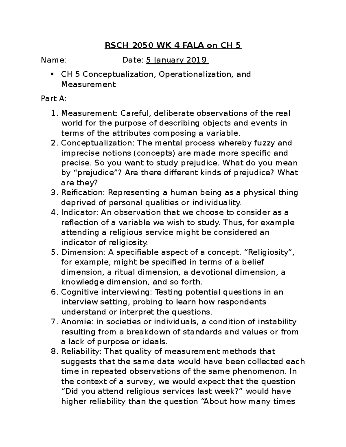 RSCH 2050 Chapter 5 FALA - RSCH 2050 WK 4 FALA on CH 5 Name: Date: 5 January 2019 CH 5 - Studocu