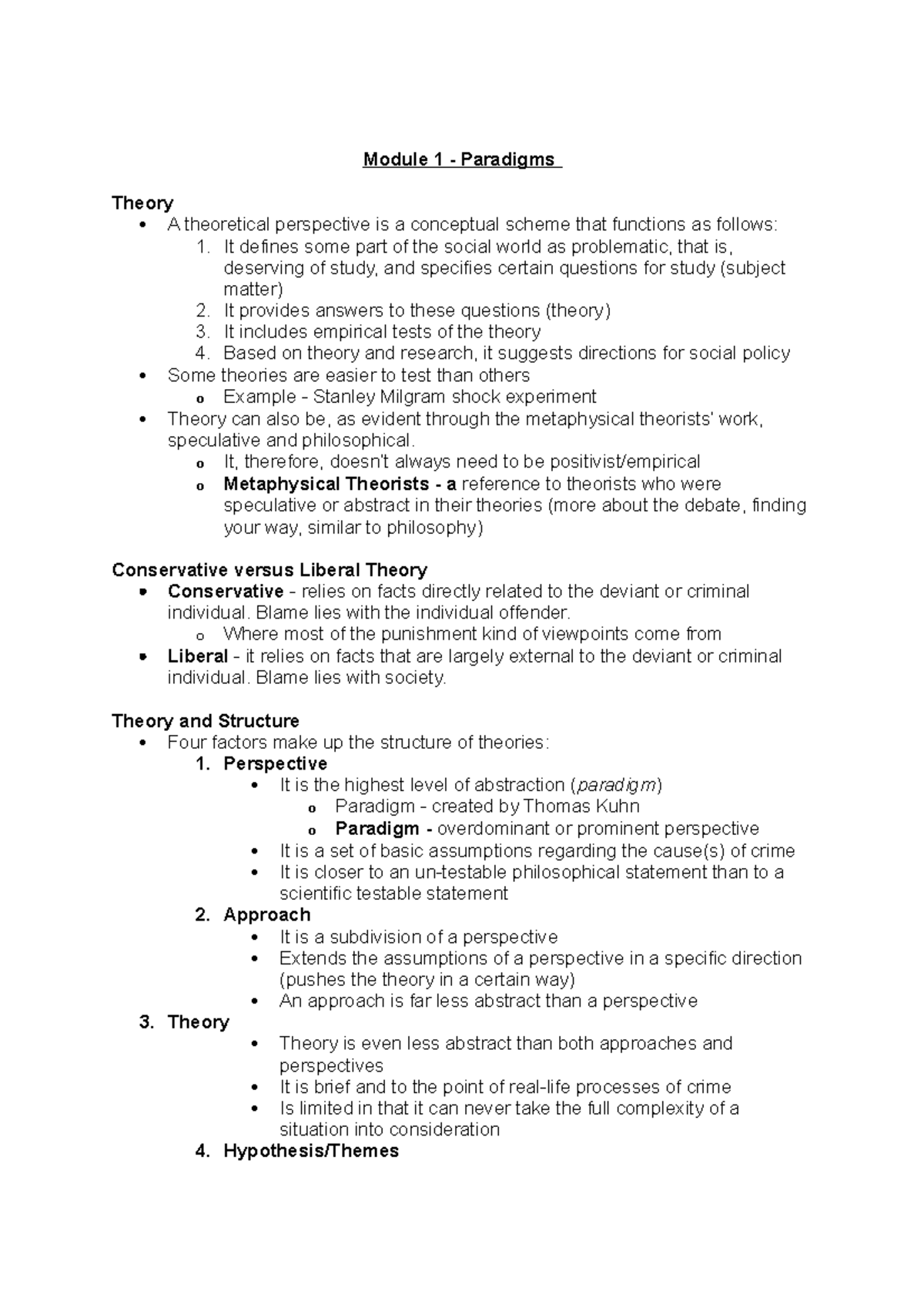Classical theories - notes - Module 1 - Paradigms Theory A theoretical ...