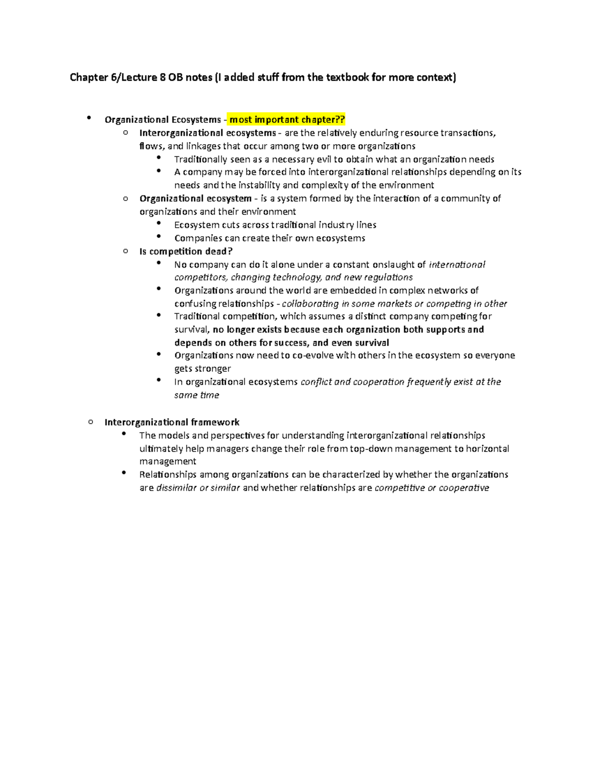 OB Lecture 8 (Chap 6 notes) - Chapter 6/Lecture 8 OB notes (I added ...