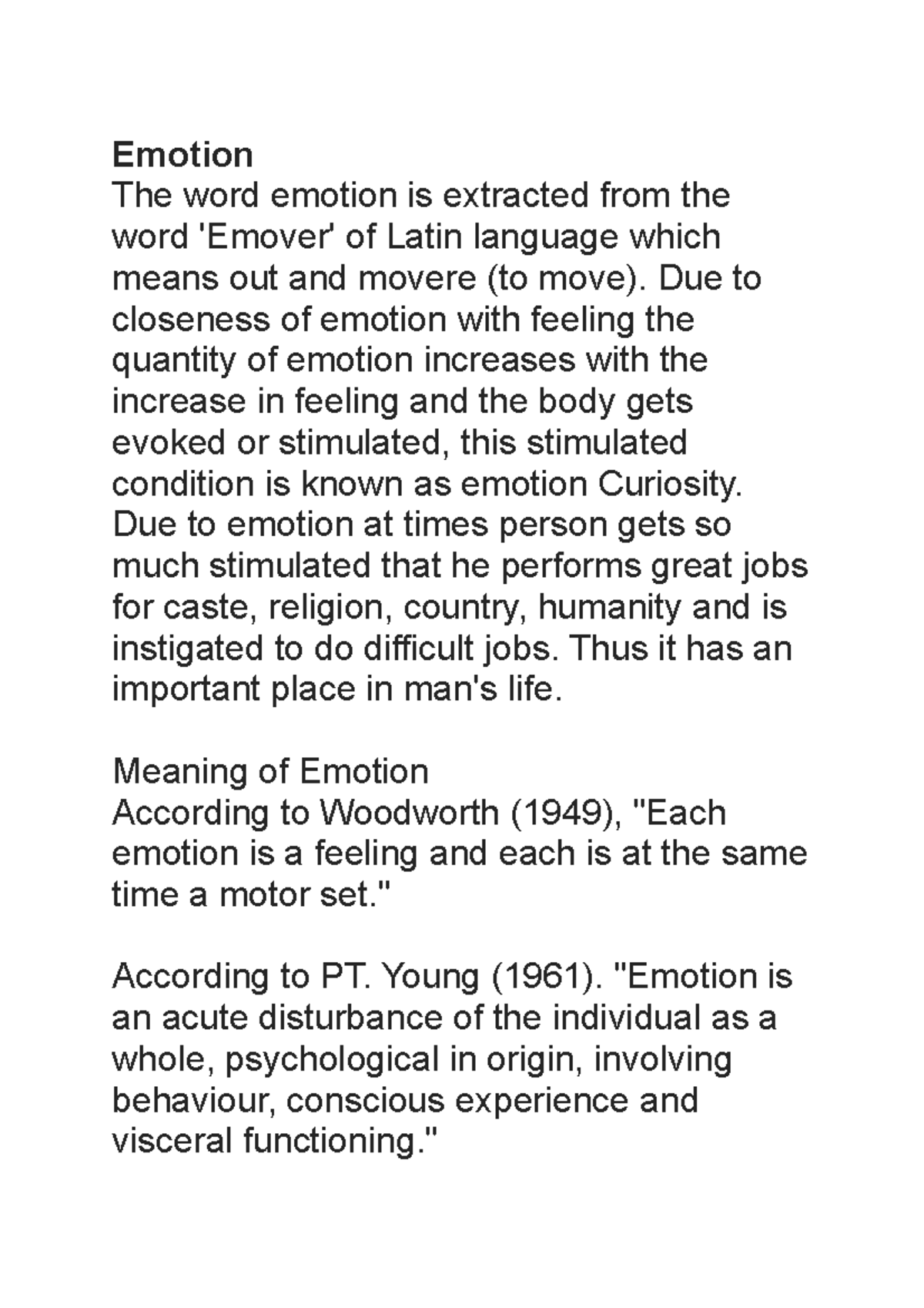 Emotion - Emotion The word emotion is extracted from the word 'Emover ...