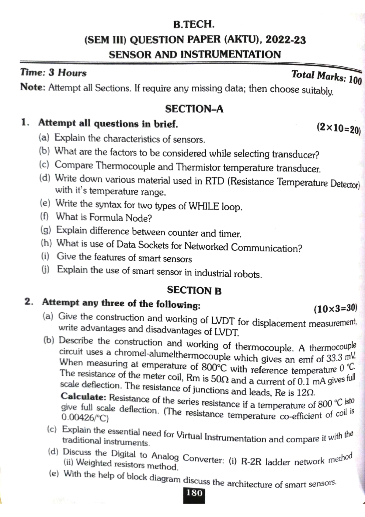 Pyq of sensor and instrumentation. - Digital Electronics - Studocu