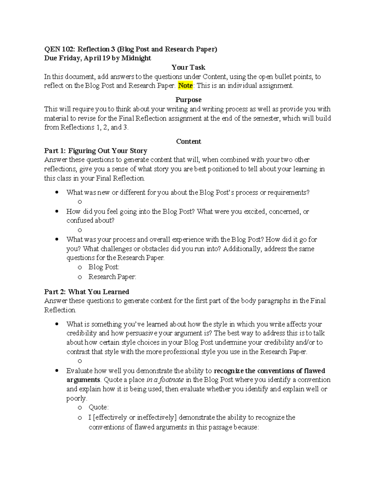 Blog Post and Research Paper - Note: This is an individual assignment ...