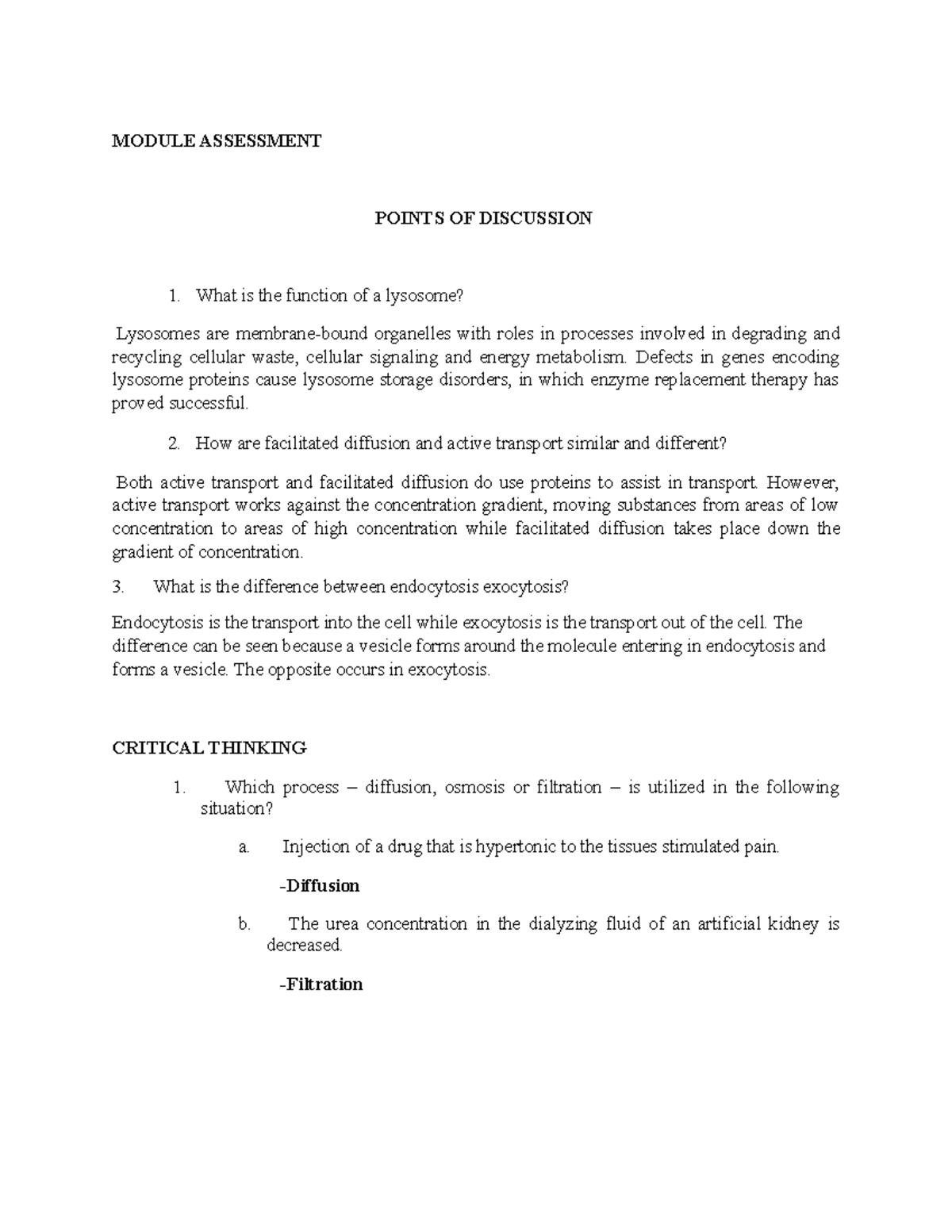 Anaphy Lesson 3 Enjoy MODULE ASSESSMENT POINTS OF DISCUSSION What