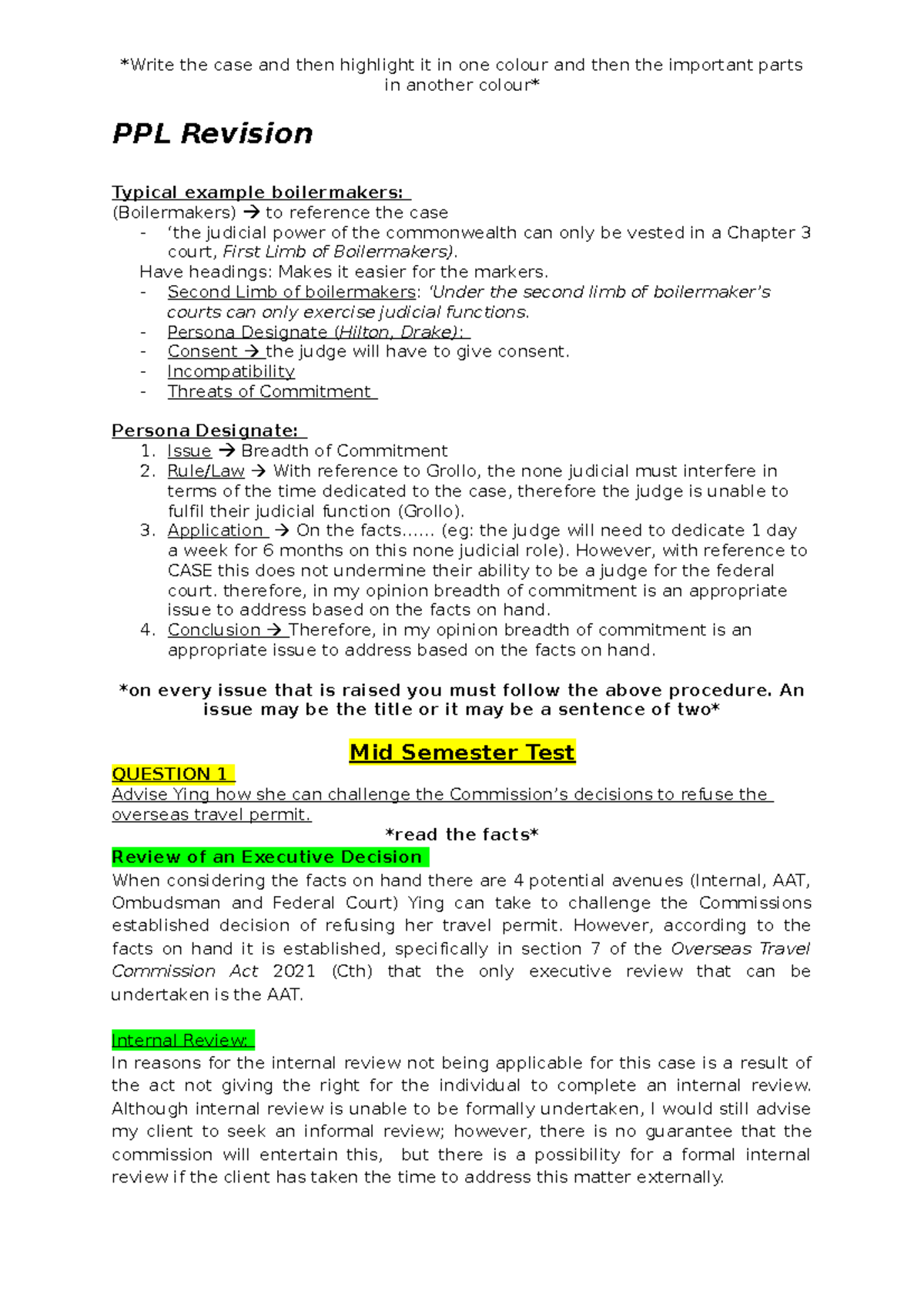 PPL Revision Document for the folder - in another colour* PPL Revision ...