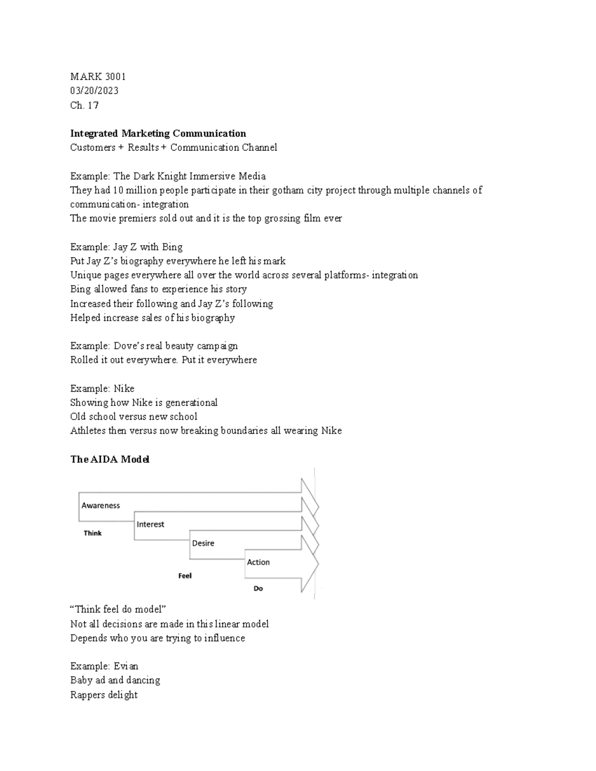 MARK Ch. 17 NOTES - MARK 3001 03/20/ Ch. 17 Integrated Marketing ...