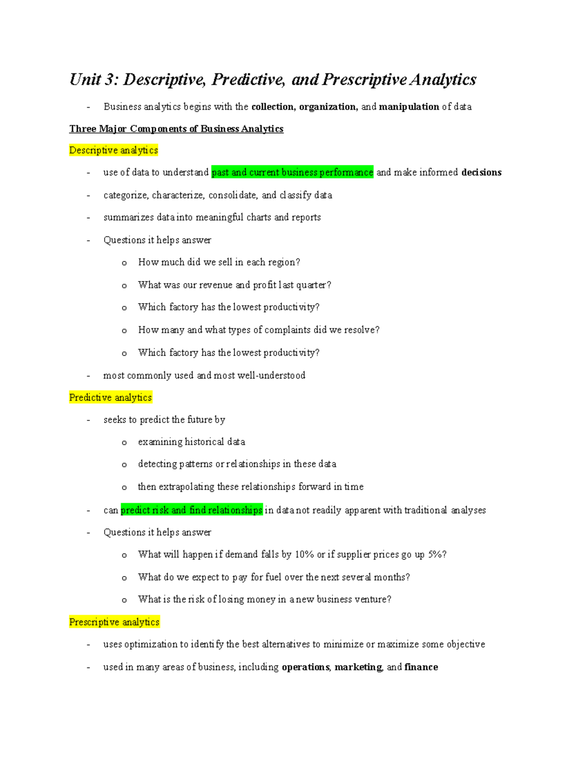 Busanalyticsunit 3 - Unit 3 - Unit 3: Descriptive, Predictive, and ...