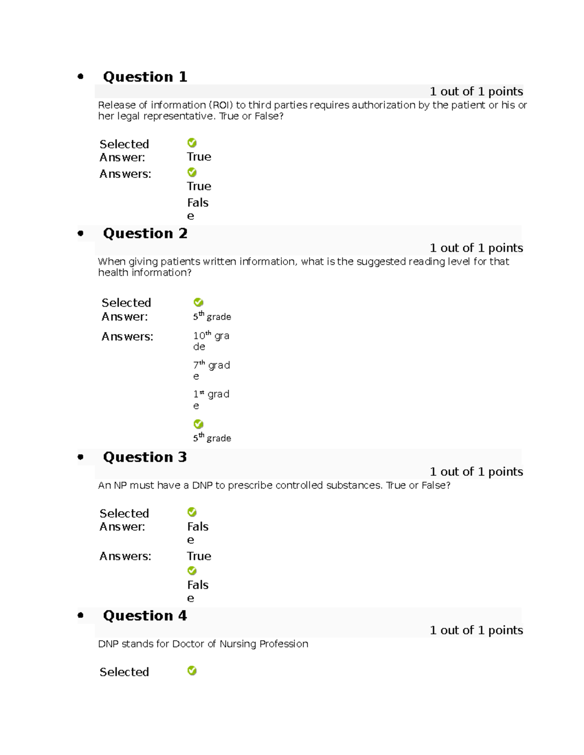 NRNP 6568 TEST Questions Answers - Question 1 1 out of 1 points Release ...