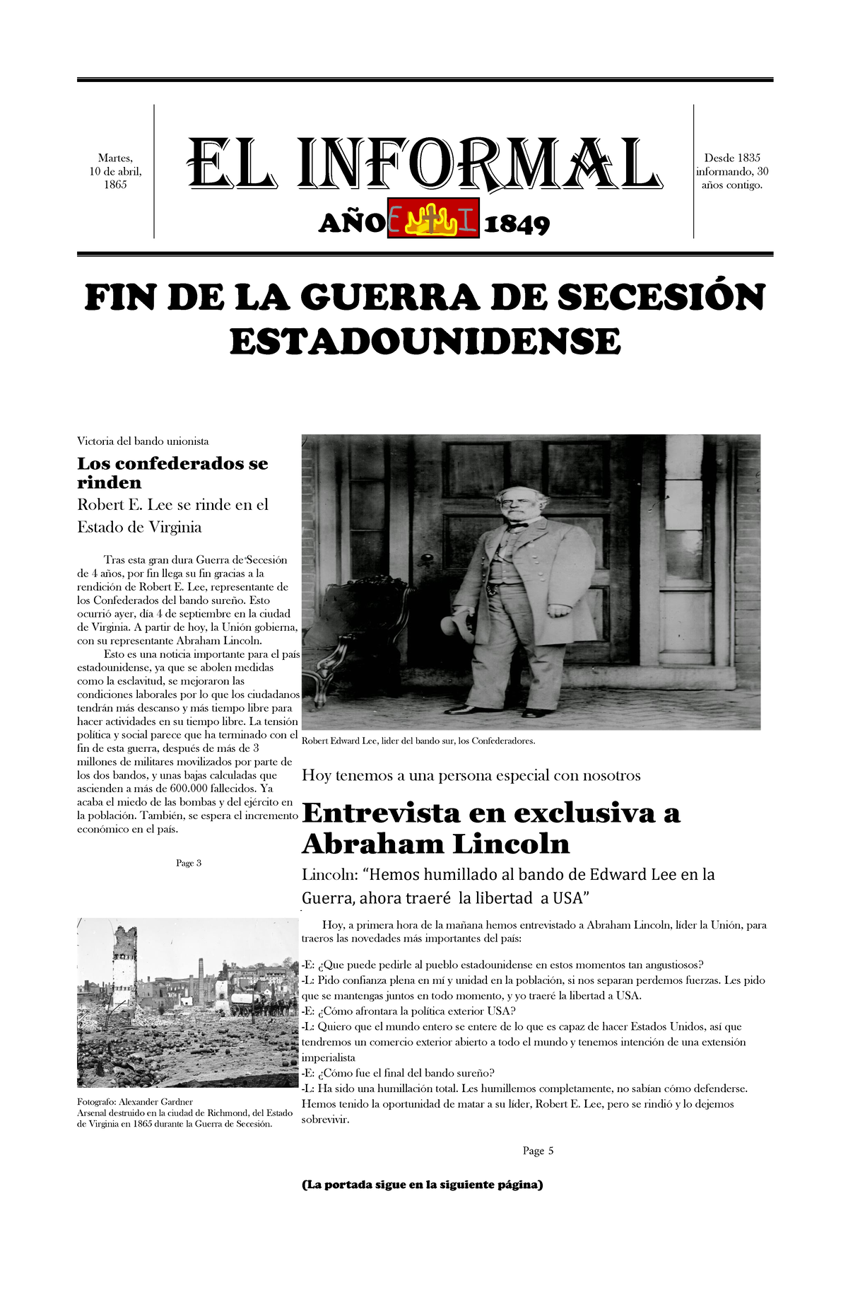 Historia Word 1 - Gran Trabajoi Historico Noticia - Martes, 10 de abril ...