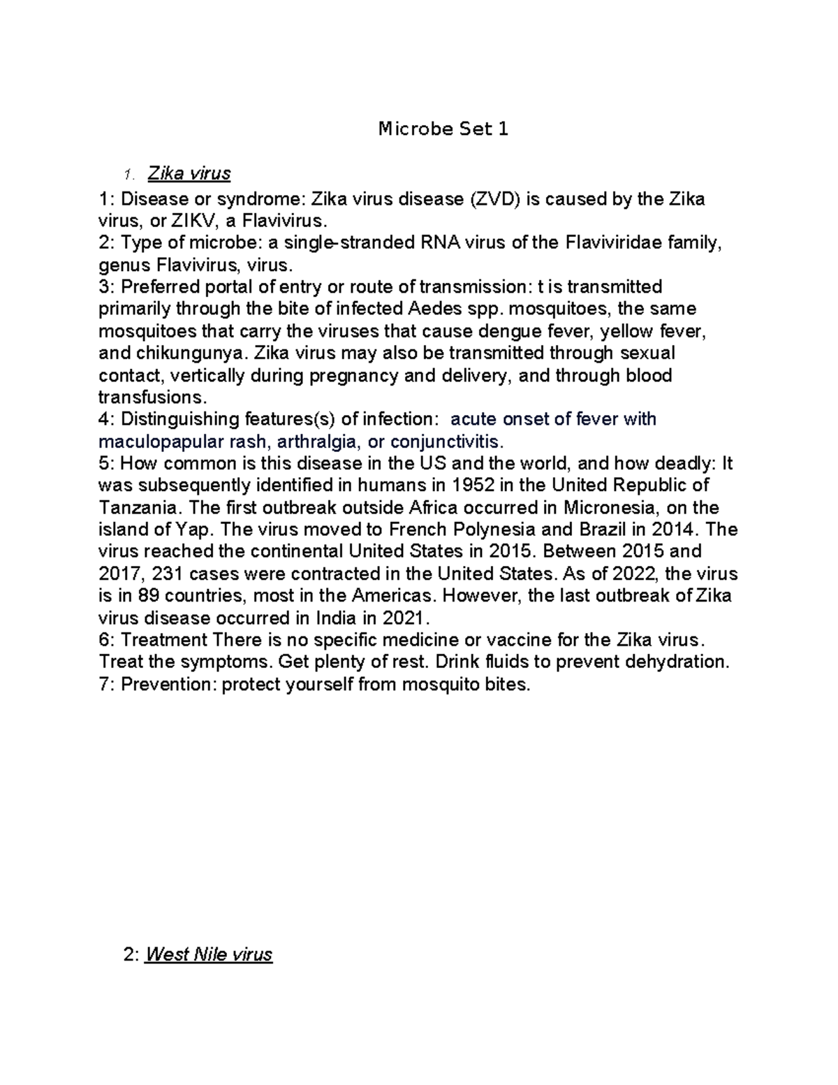 Microbes set 1 - microbe set week 2 - Microbe Set 1 Zika virus 1 ...