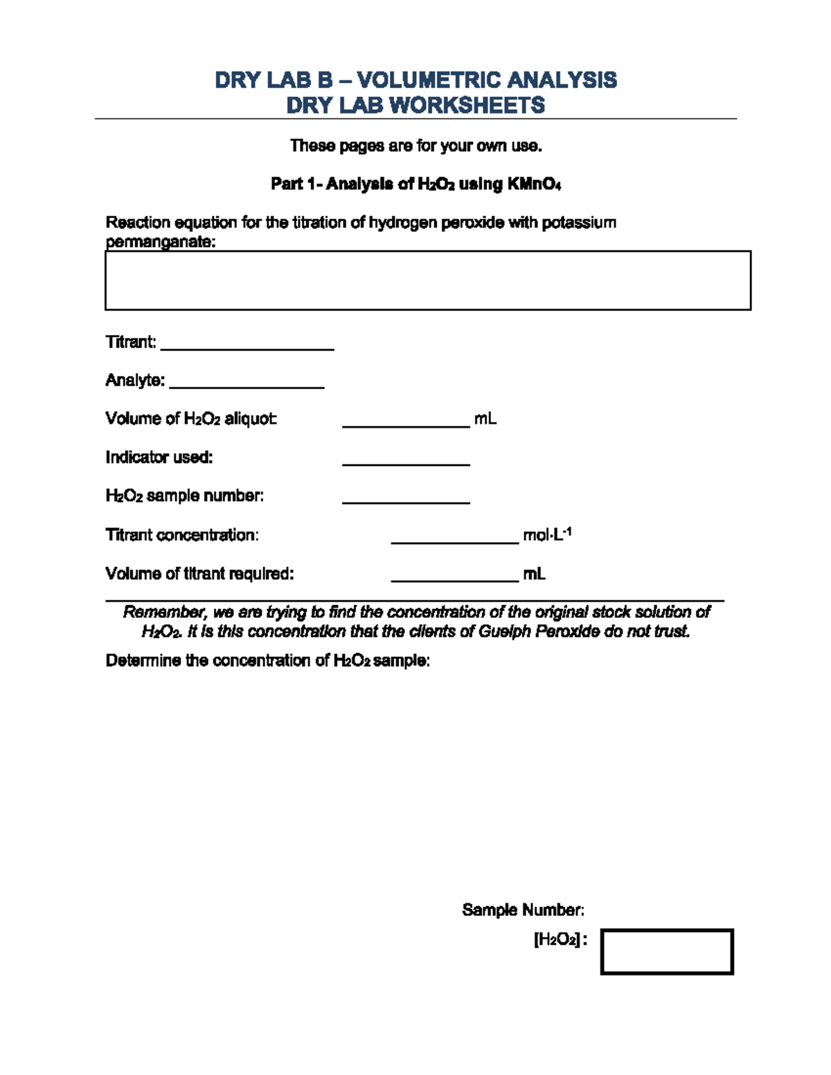 Lab - Lab volumteric - Chem 267 - UWaterloo - Studocu