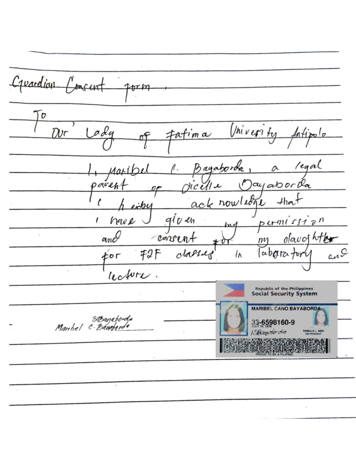 Transes Bisodkjdjd - Guardian Consent form To our Lady of fatima ...