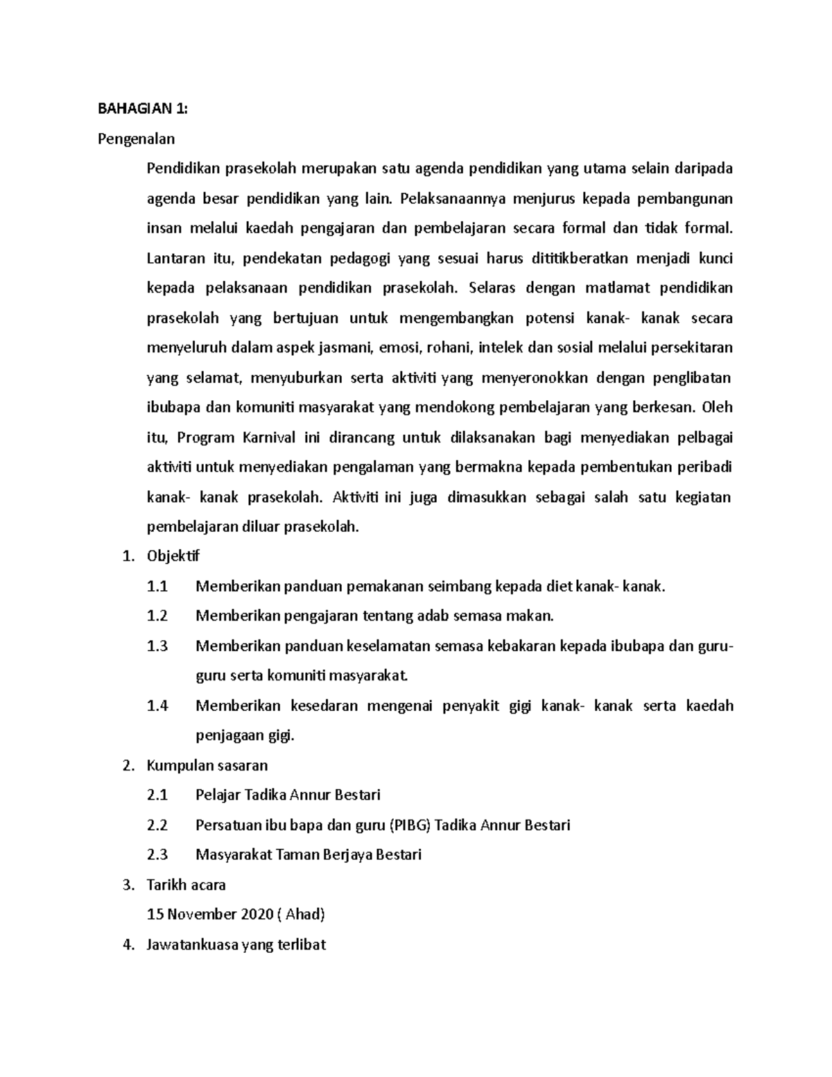 Hbec 3703 - hbec - BAHAGIAN 1: Pengenalan Pendidikan prasekolah merupakan satu agenda pendidikan ...
