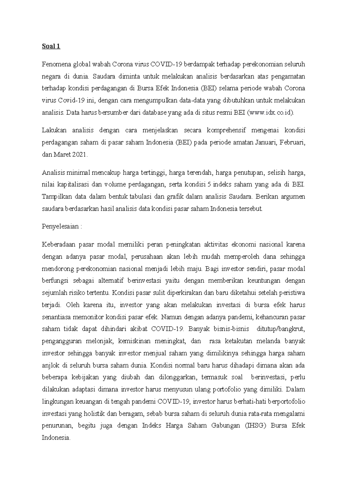 UTS TPM RISA - analisis dengan cara menjelaskan secara komprehensif mengenai kondisi perdagangan ...